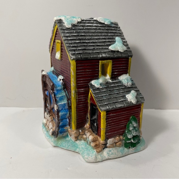 Holiday | Ceramic Bisque Village Piece Old Water Mill Hand Home Painted ...